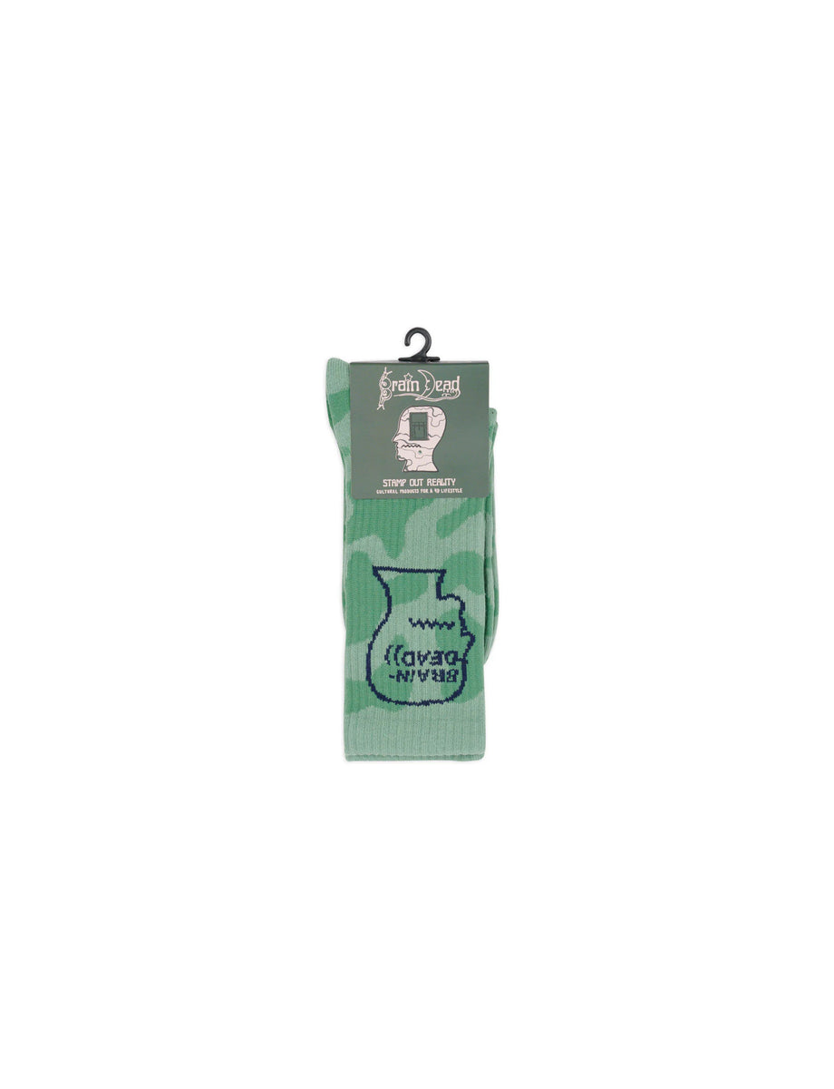 BRAIN DEAD Logohead Crew Socks - Green Cow - minishopmadrid